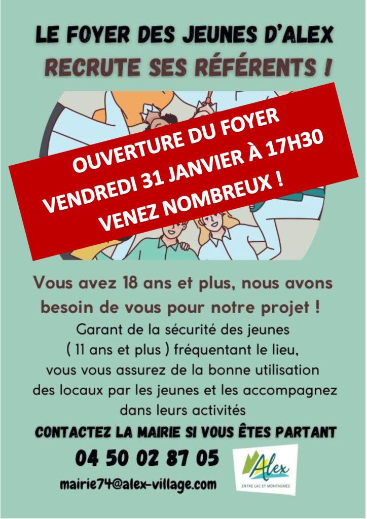 Ouverture du Foyer Jeunes – Mairie d'Alex – Haute-Savoie